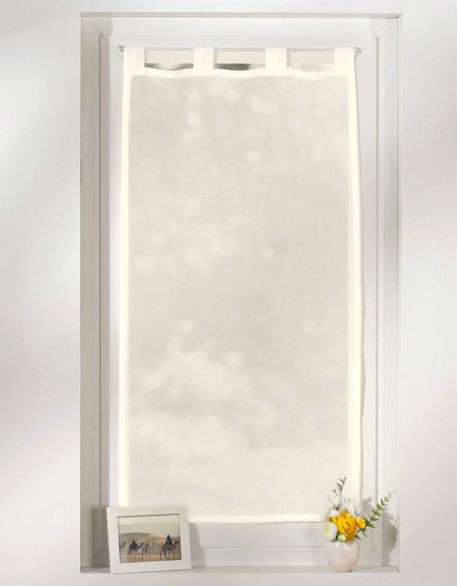 Vitrage droit voile uni finition pattes, ivoire | Blancheporte