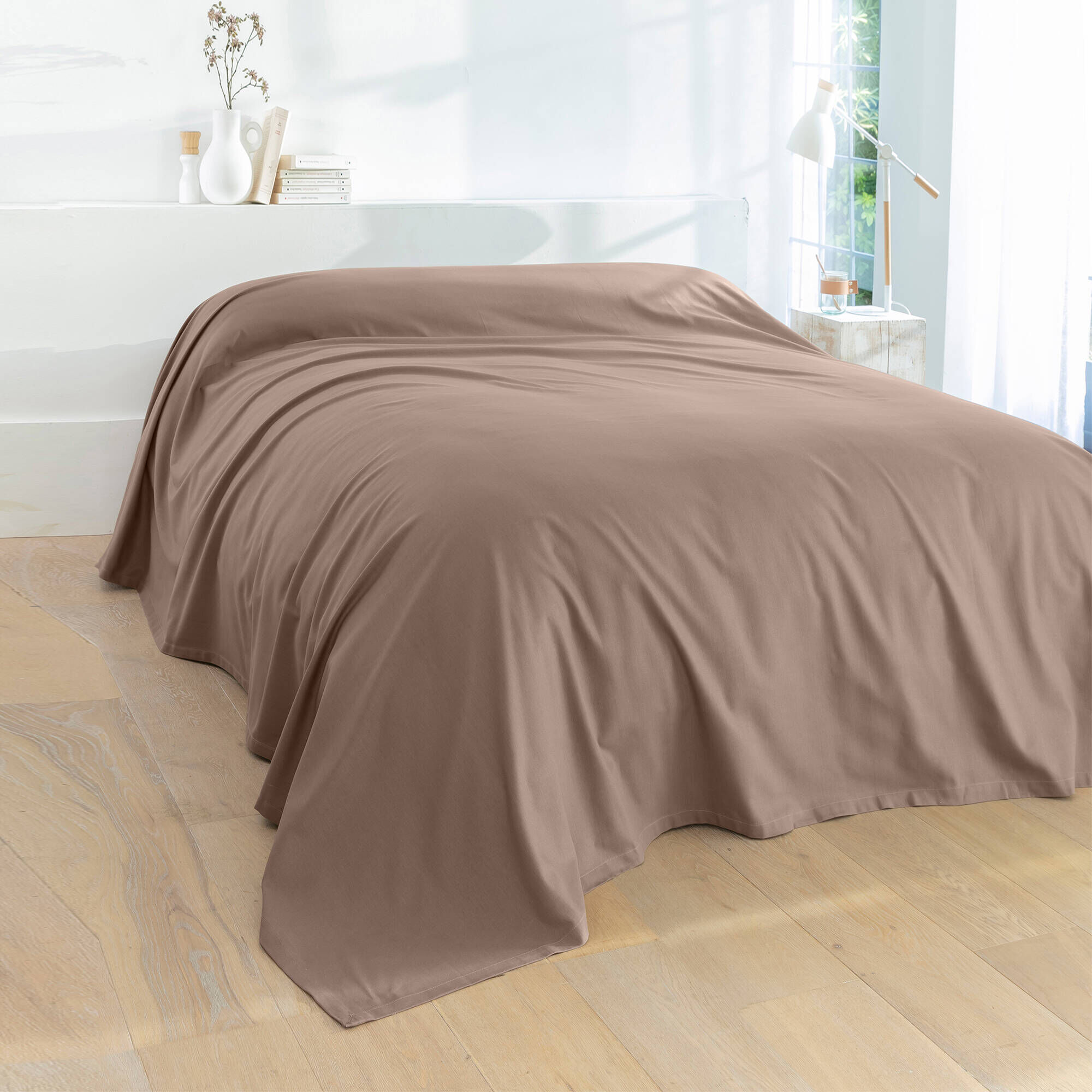 Jeté canapé coton bachette uni, taupe | Blancheporte