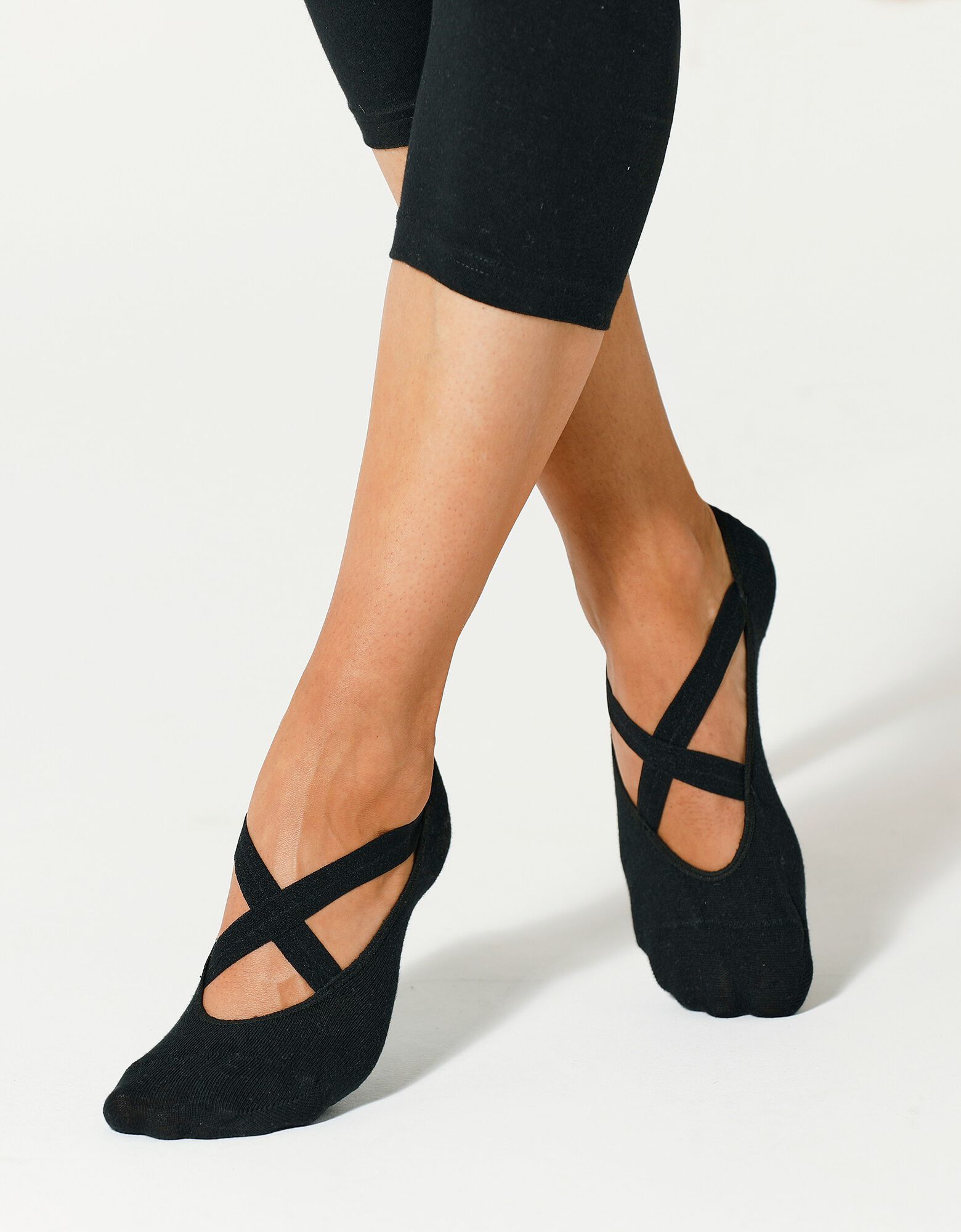 Chaussettes ballerines antidérapantes spéciales yoga - lot de 2, noir ...