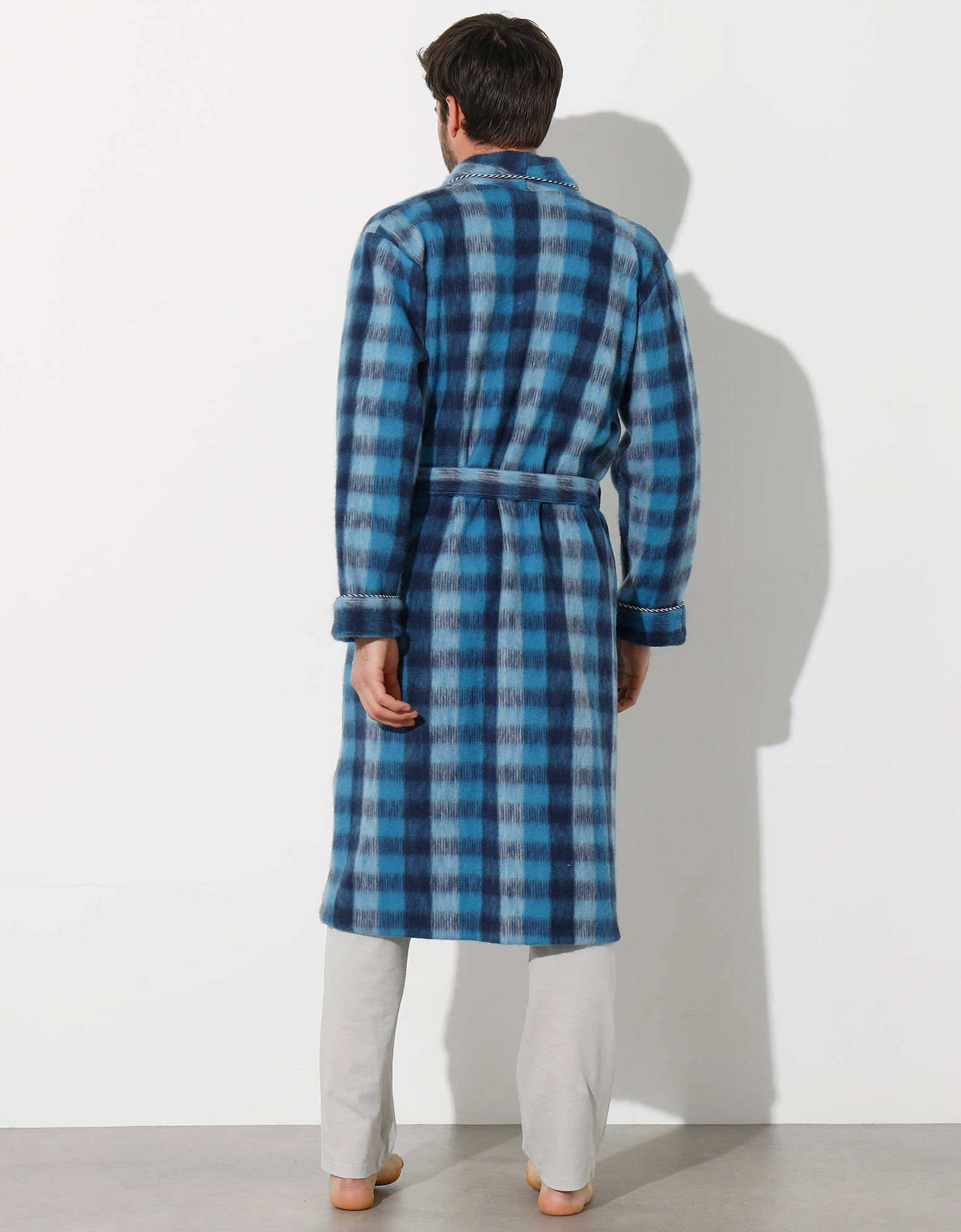 Peignoir d'intérieur Courtelle®, carreaux bleu | Blancheporte
