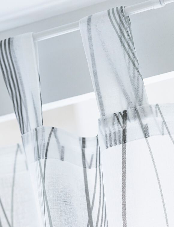 Vitrage voile imprimé vagues finition pattes, gris | Blancheporte