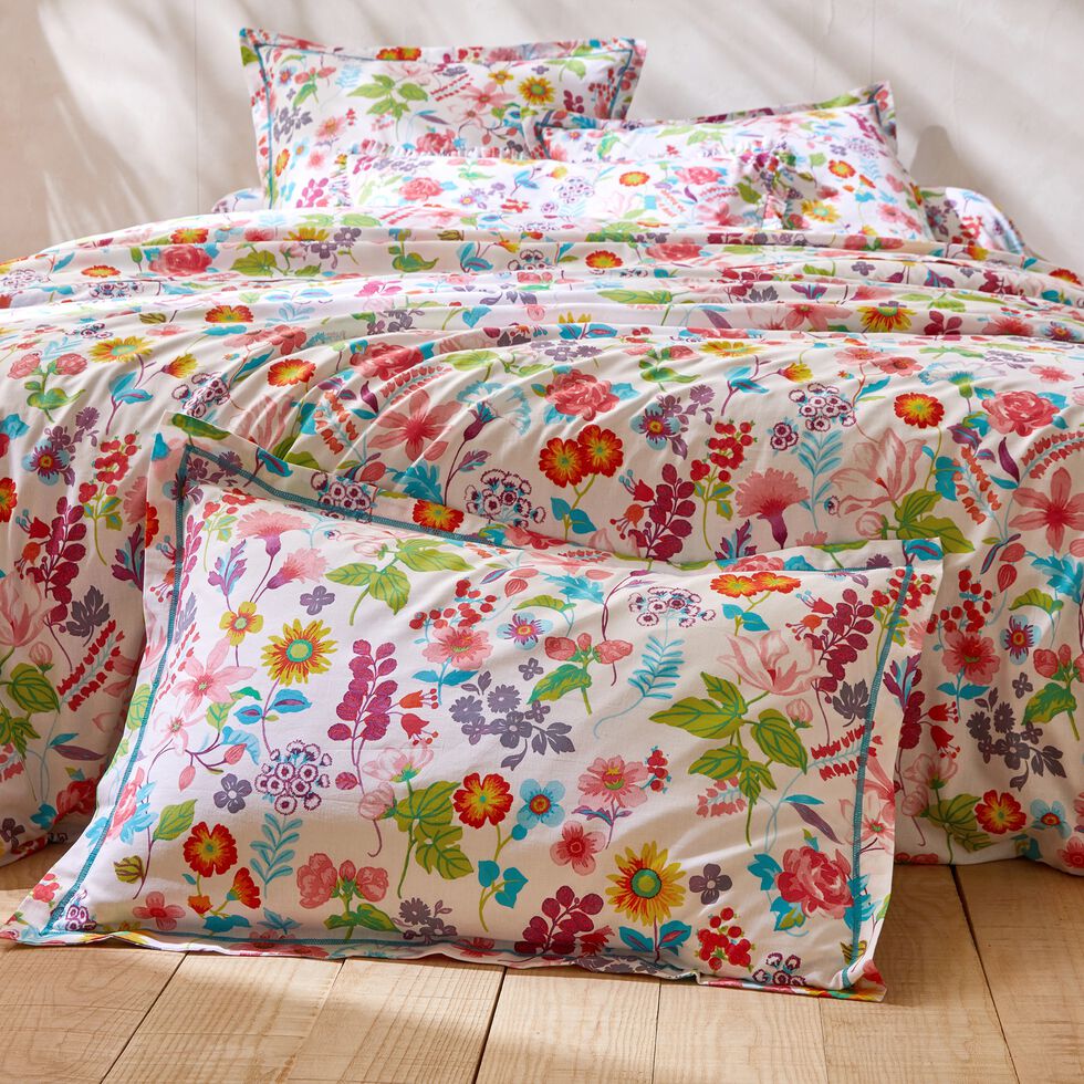 Linge de lit Kelly en coton imprimé floral, blanc | Blancheporte