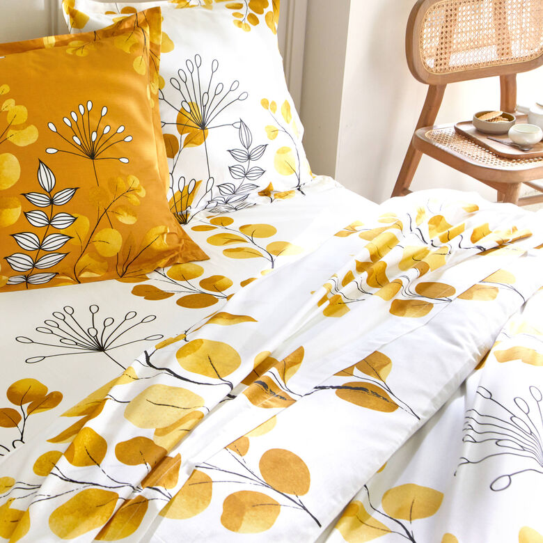 Linge de lit Danae en coton imprimé, miel | Blancheporte