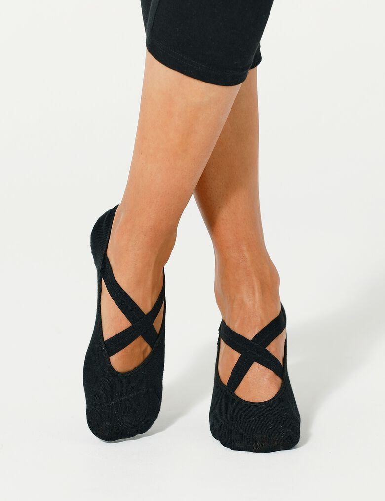 Chaussettes ballerines antidérapantes spéciales yoga - lot de 2, noir ...