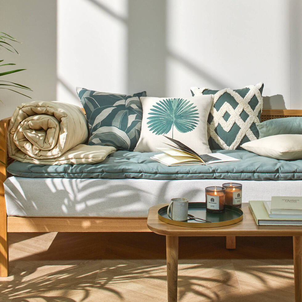 Long coussin uni d'assise de canapé, eucalyptus | Blancheporte