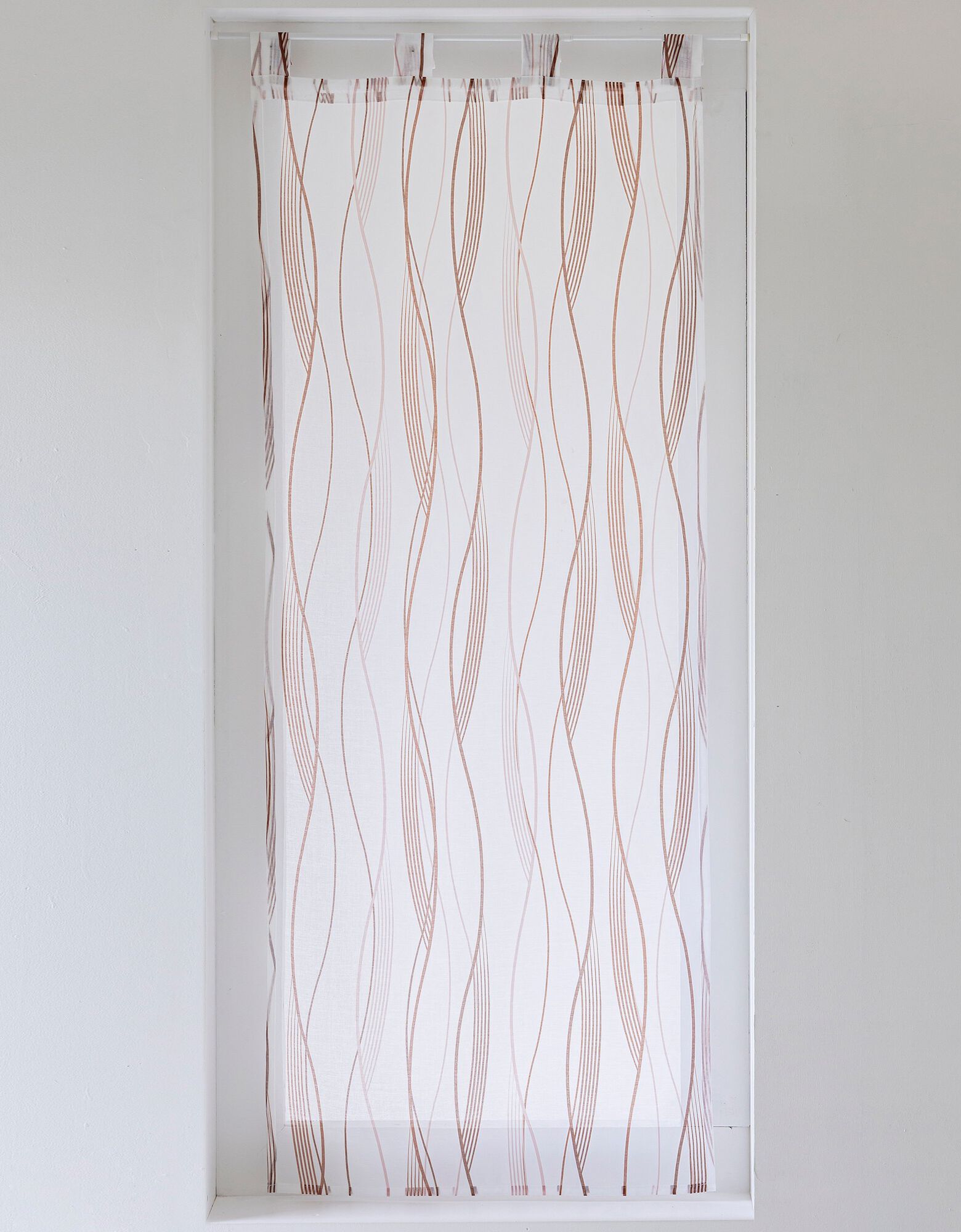 Vitrage voile imprimé vagues finition pattes, terracotta | Blancheporte