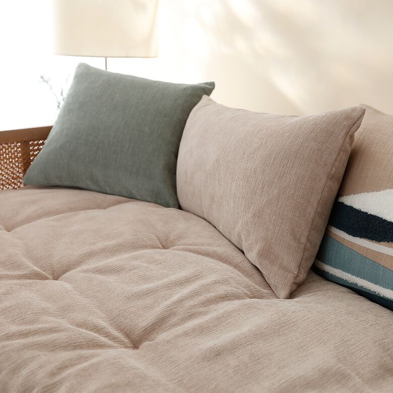 Long coussin de canapé chenille, taupe | Blancheporte