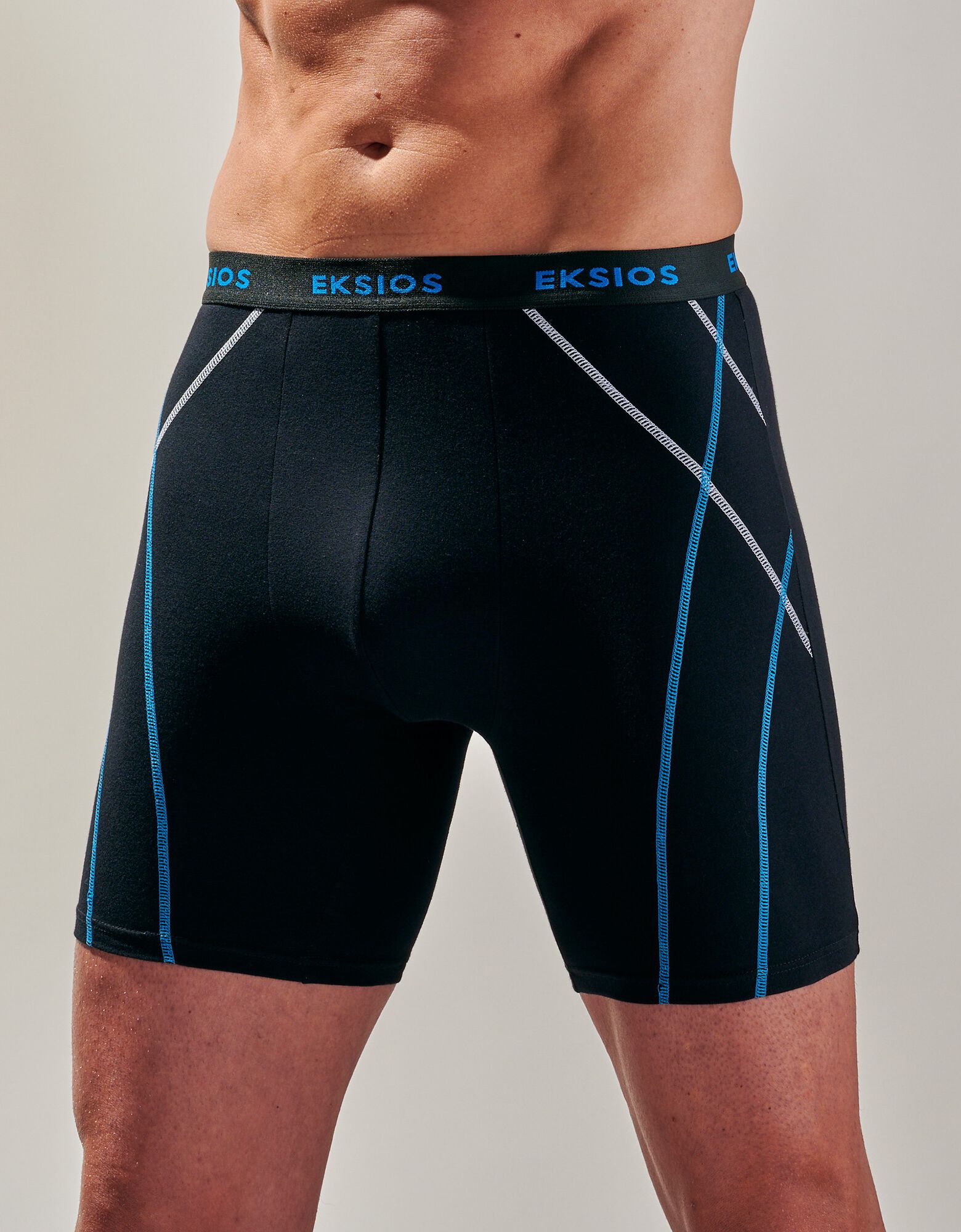 Boxer long à surpiqûres coupe short - lot de 2, noir + gris | Blancheporte