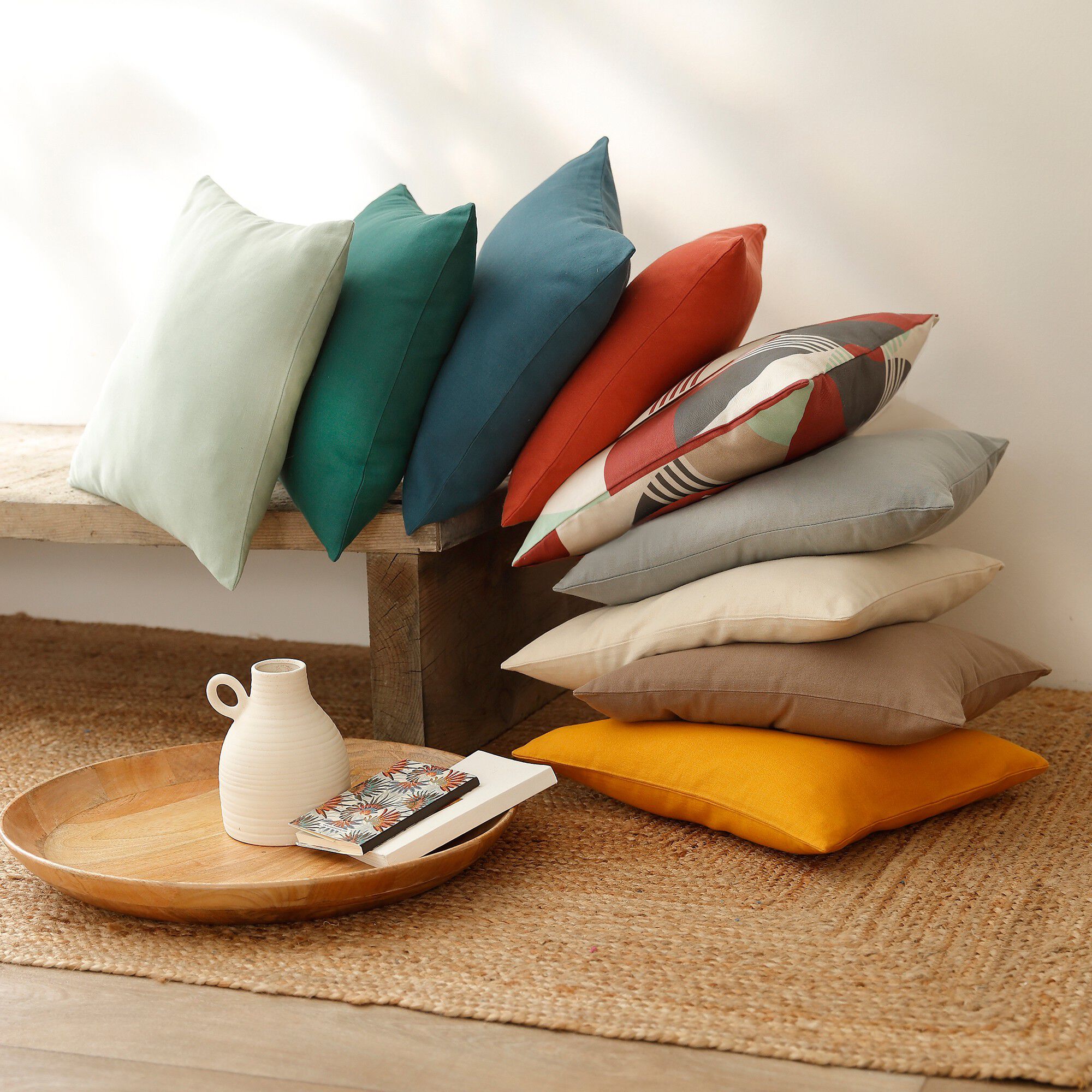 Housse de coussin unie bachette - lot de 2, écru | Blancheporte