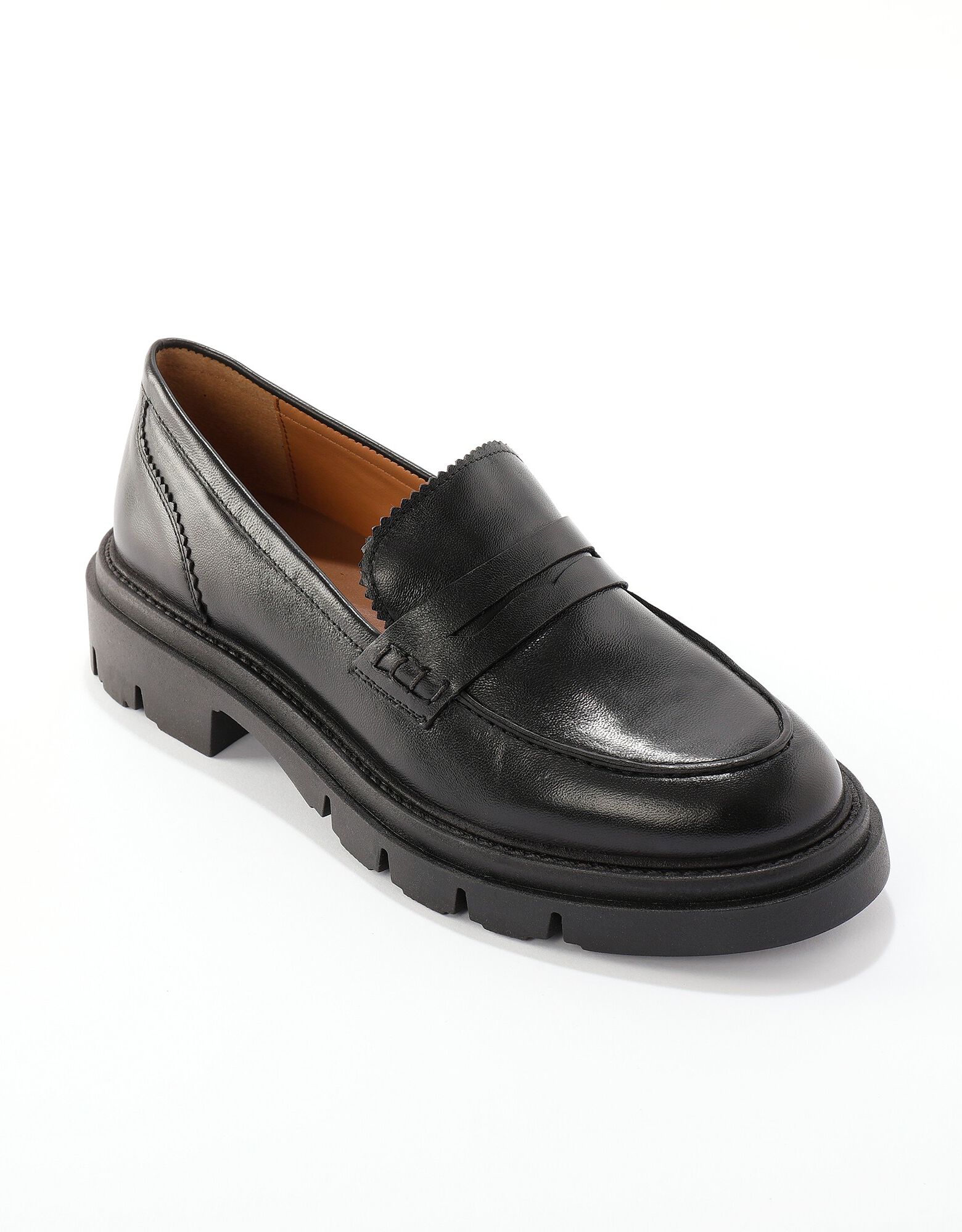 Mocassins Semelle Crantée Cuir Noir Blancheporte