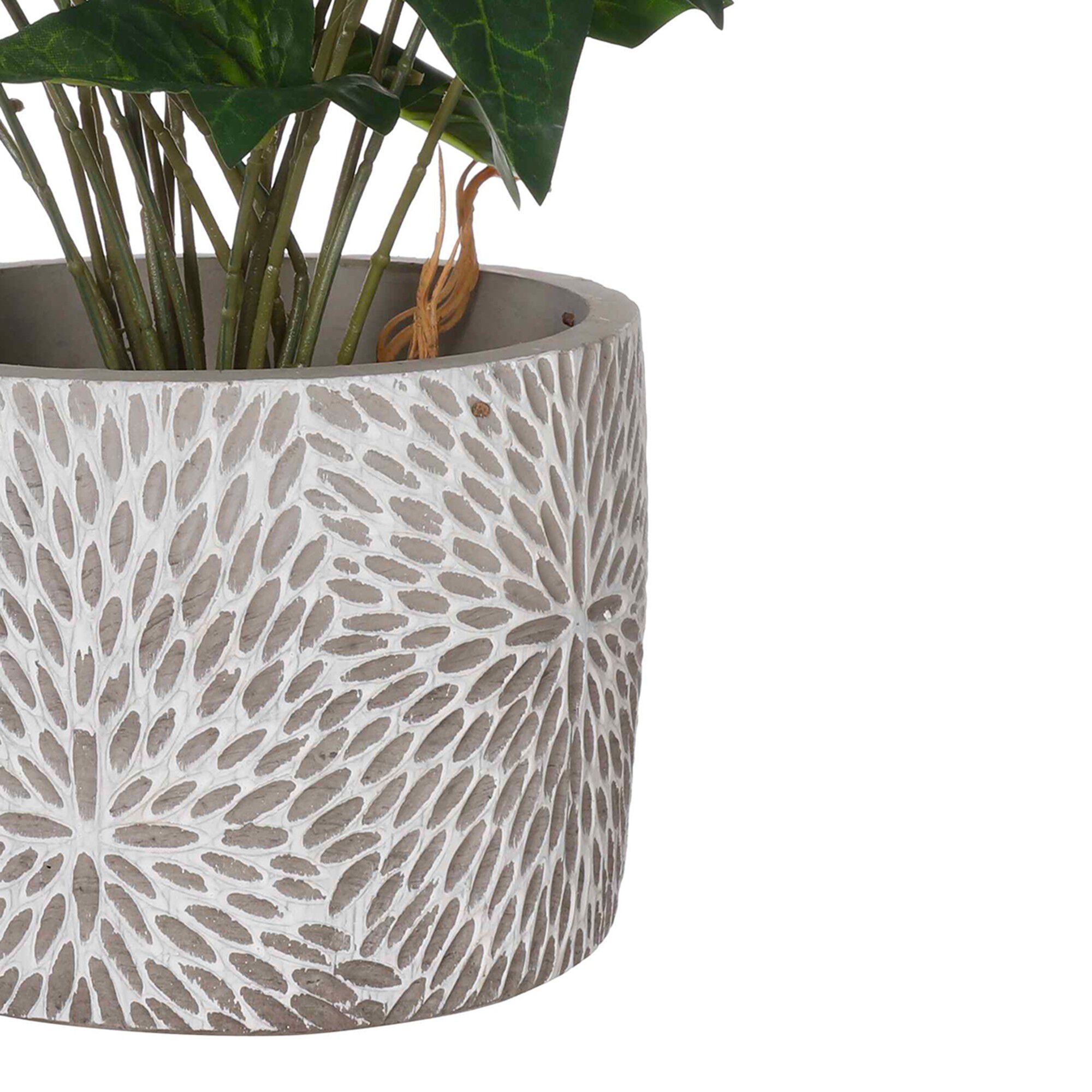 Plante artificielle et pot en ciment, gris | Blancheporte