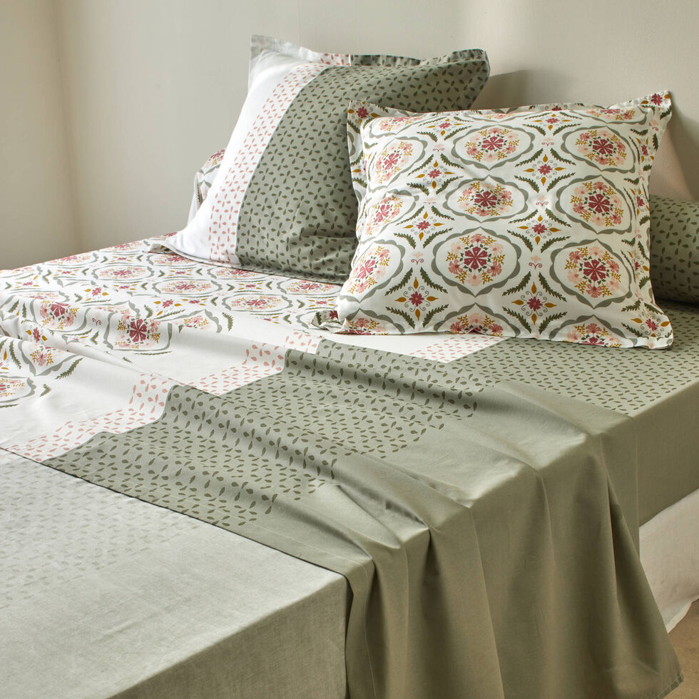 Linge de lit Christine en coton imprimé, grège | Blancheporte