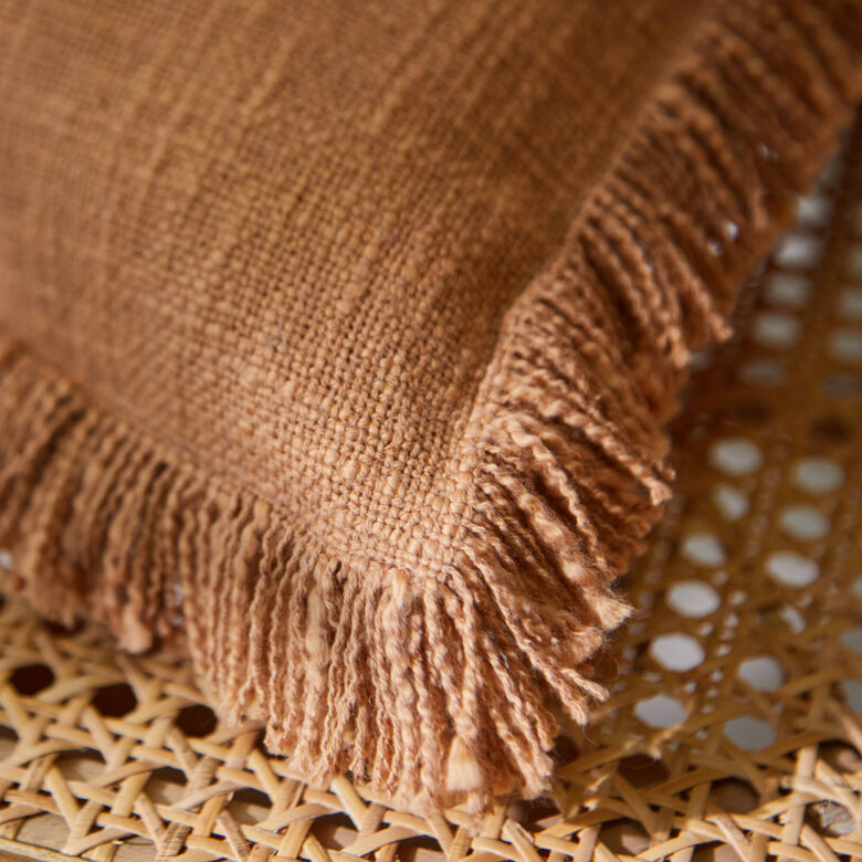 Coussin uni coton texturé, caramel | Blancheporte