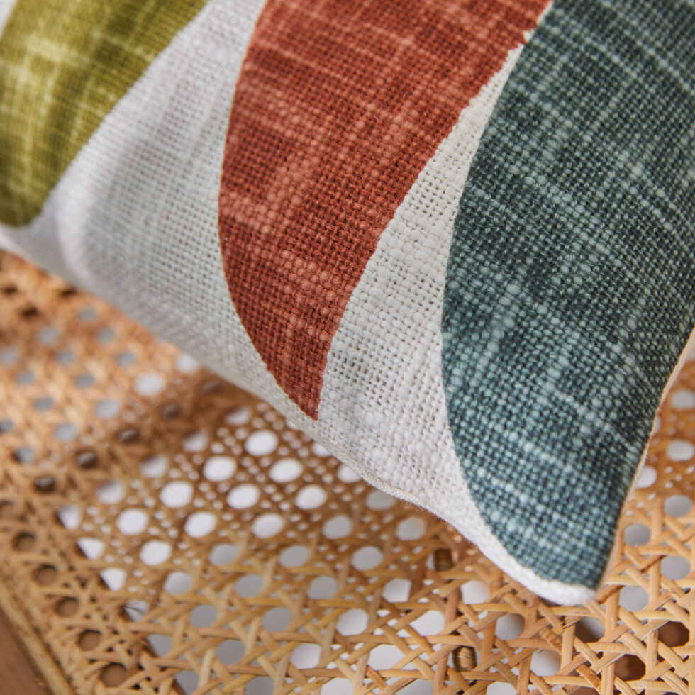 Coussin imprimé géométrique, écru / vert | Blancheporte