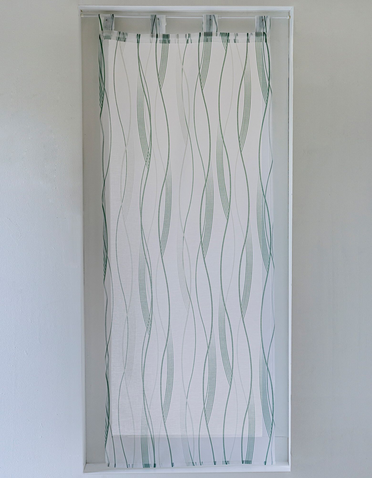 Vitrage voile imprimé vagues finition pattes, vert | Blancheporte