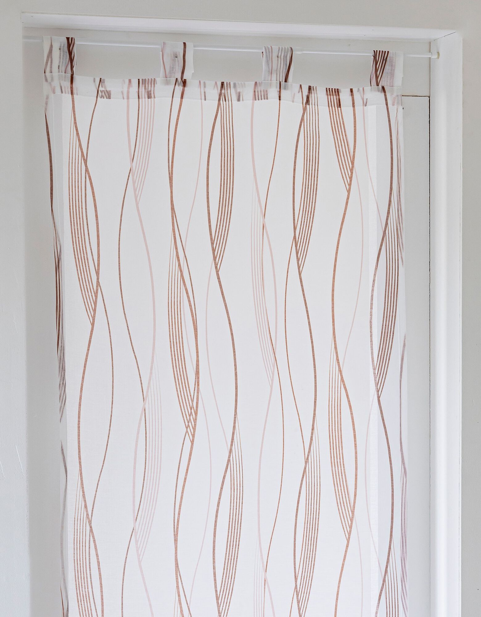 Vitrage voile imprimé vagues finition pattes, terracotta | Blancheporte