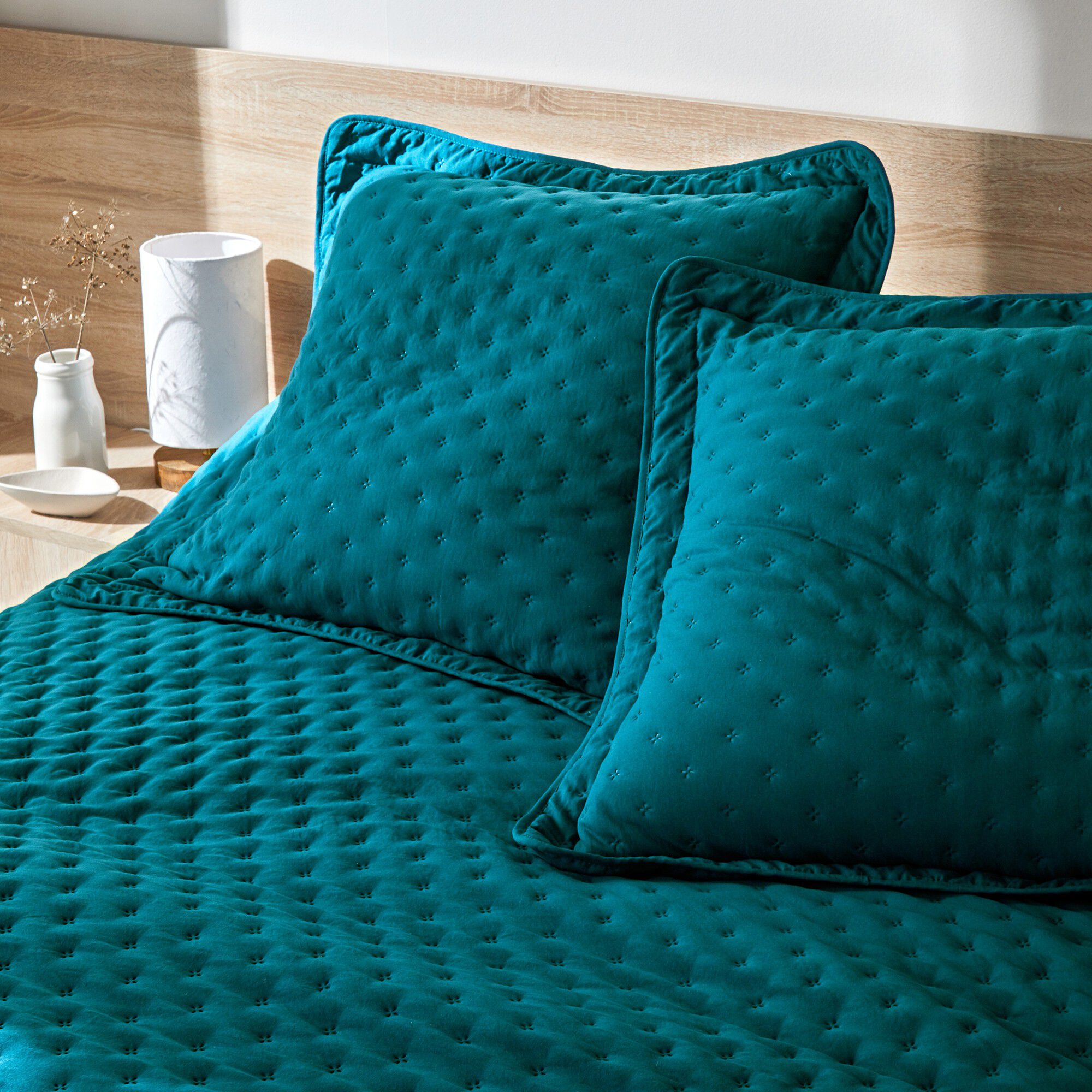 Couvre-lit matelassé - microfibre, bleu paon | Blancheporte