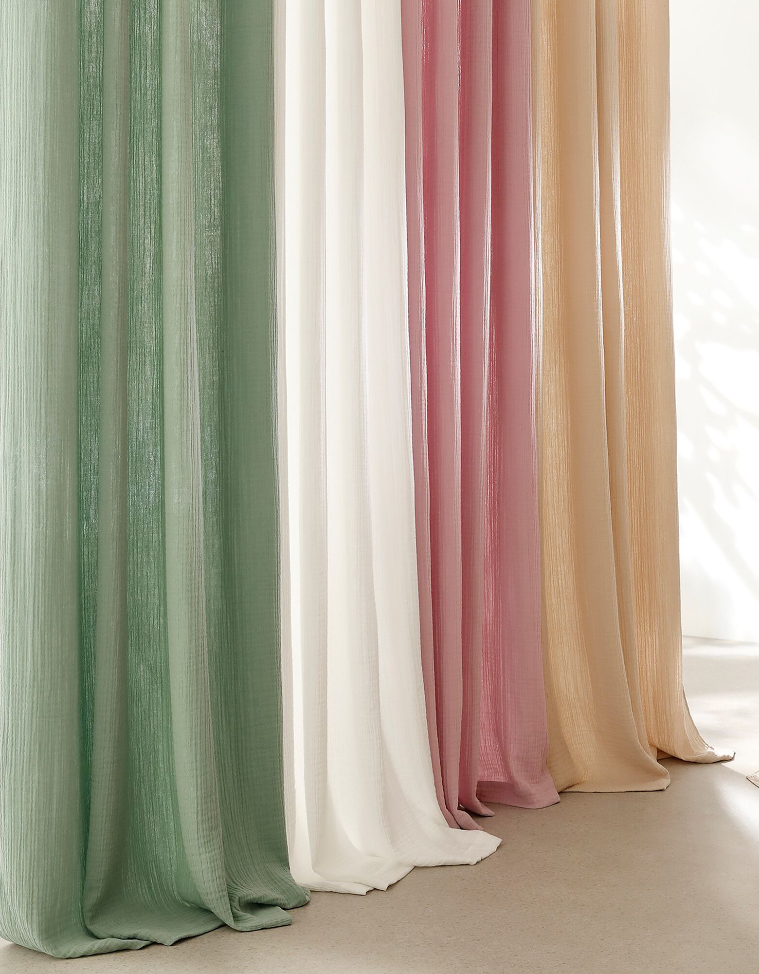 Rideau double gaze de coton, vert | Blancheporte