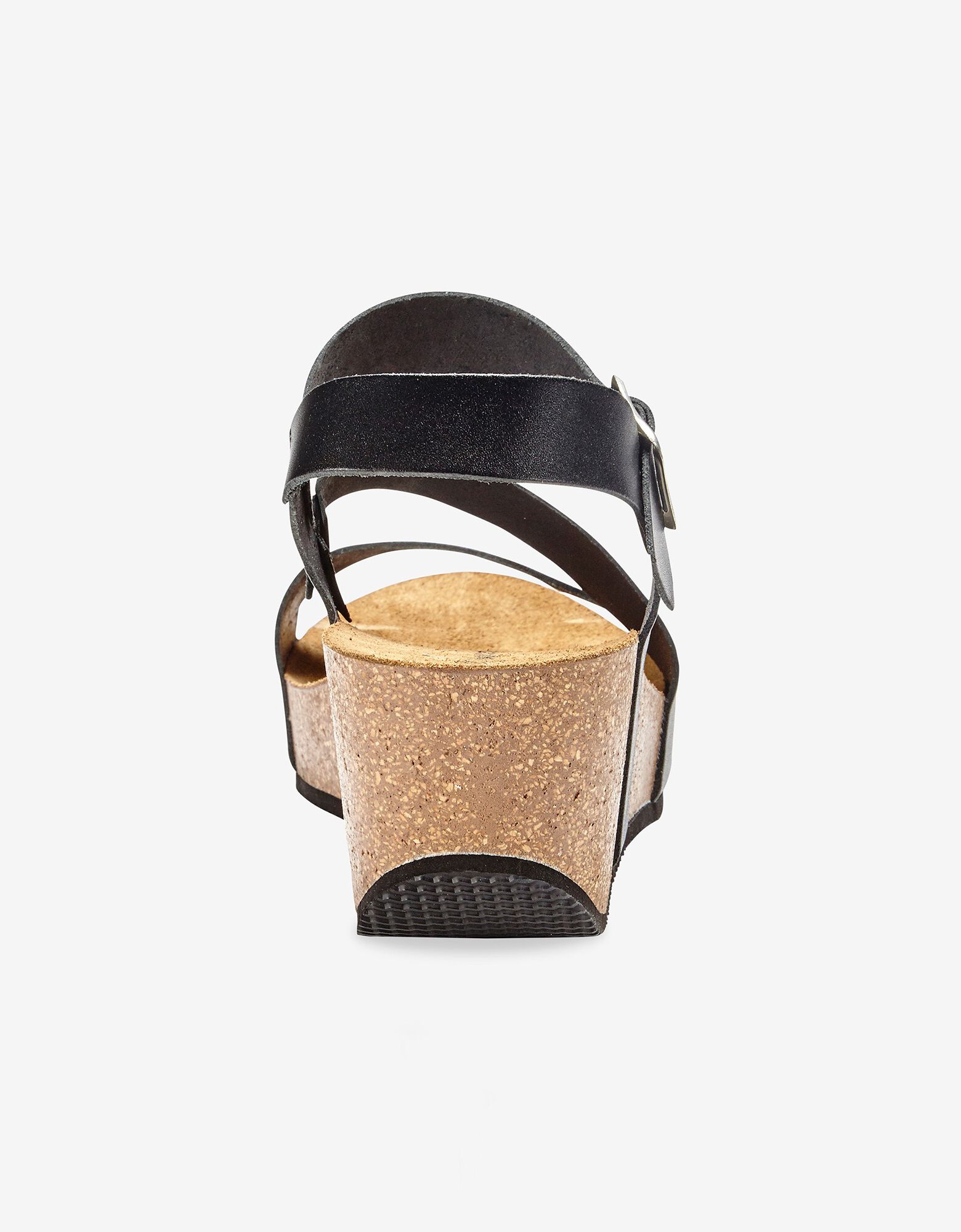 Sandales compensées cuir semelle liège - noir, noir | Blancheporte