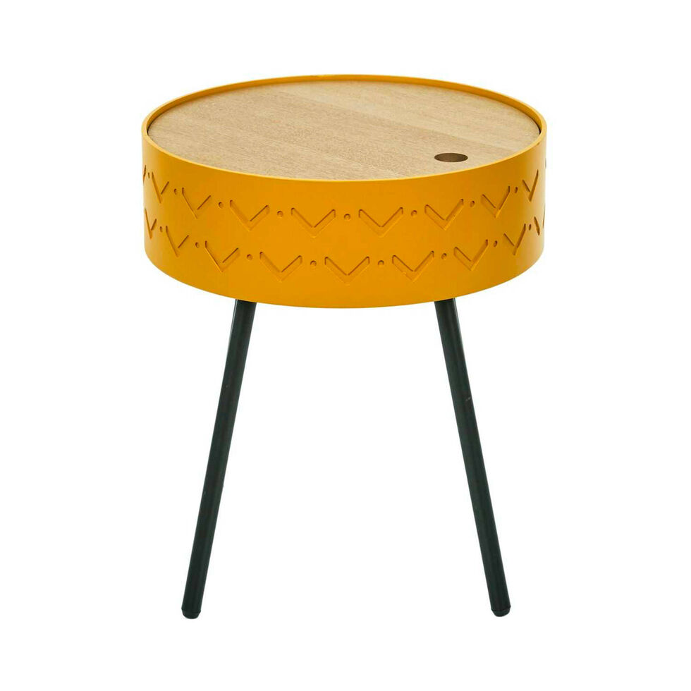 Table d’appoint-coffre déco - pieds métal, jaune | Blancheporte