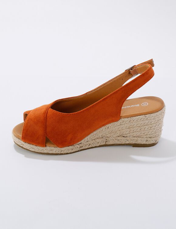 Sandales compensées corde à talon et bout ouverts, terracotta ...