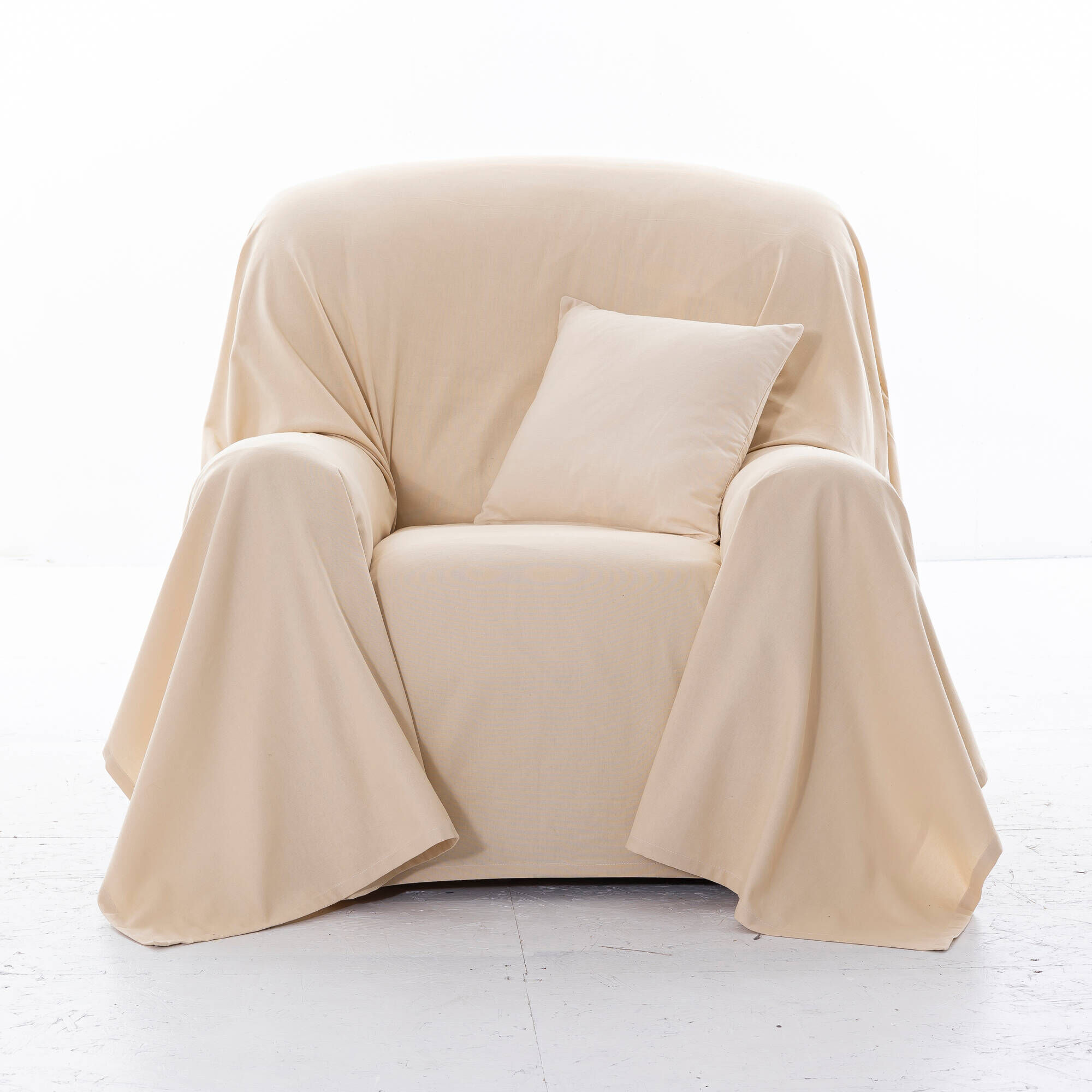 Jeté canapé coton bachette uni, écru | Blancheporte