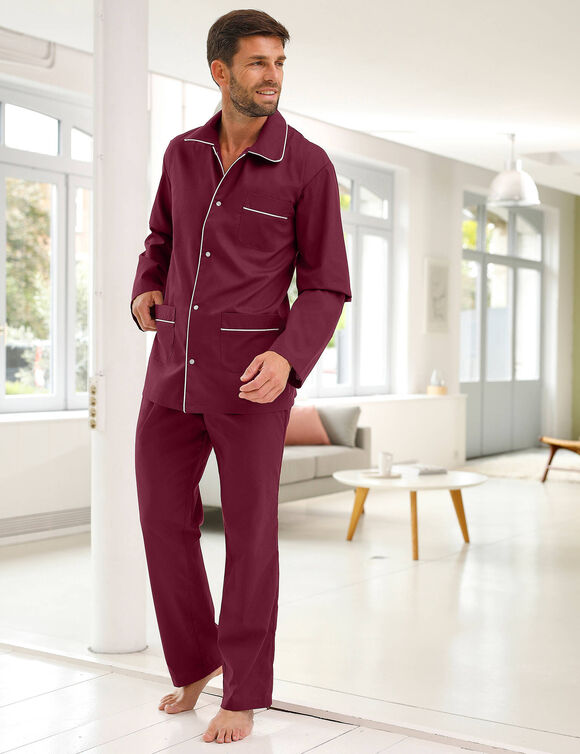 Pyjama uni popeline polyester/coton, bordeaux | Blancheporte
