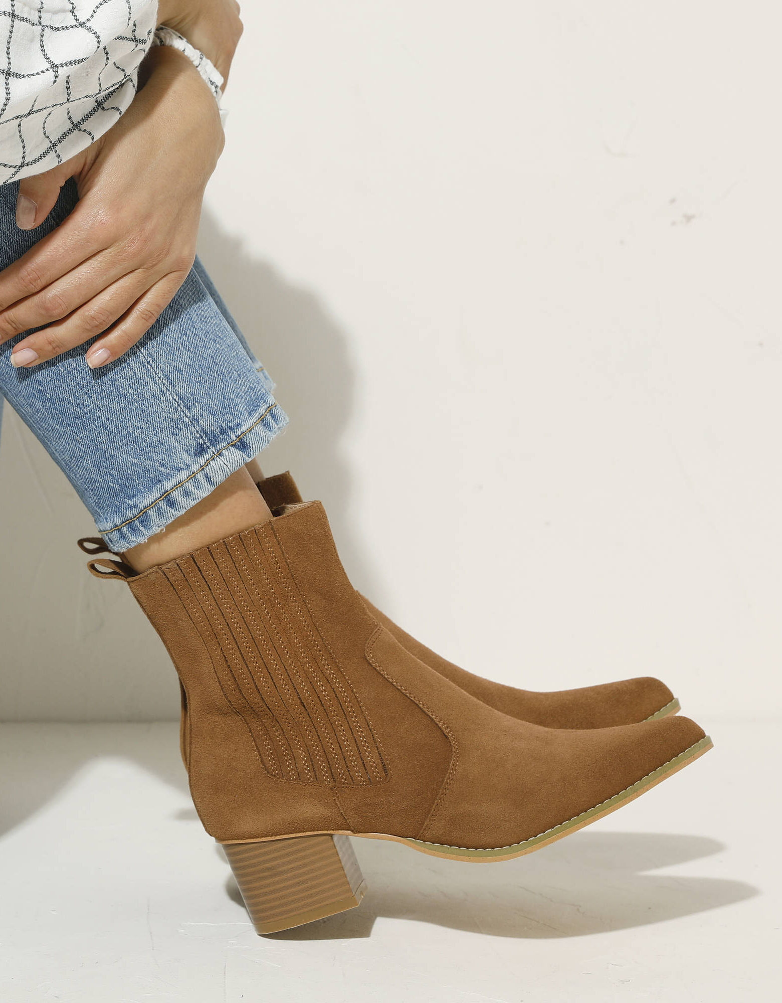 Boots western, cuir, miel | Blancheporte