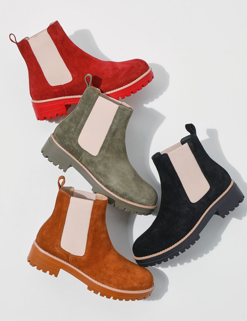 Boots chelsea croûte de cuir, semelle crantée épaisse, noir | Blancheporte