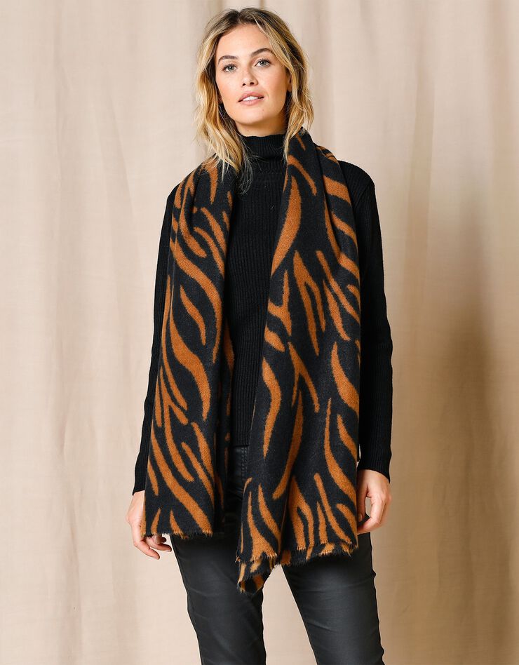 Écharpe bien chaude motif zèbre, marron / noir | Blancheporte