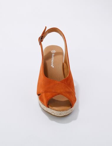 Sandales compensées corde à talon et bout ouverts, terracotta ...