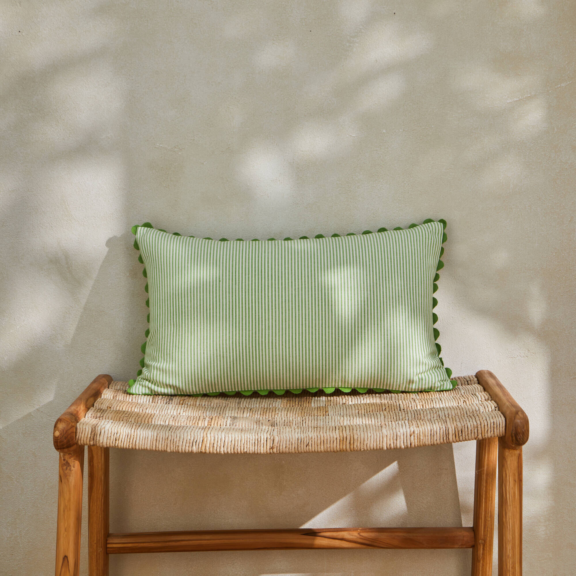 Coussin rectangulaire rayé coton, vert | Blancheporte
