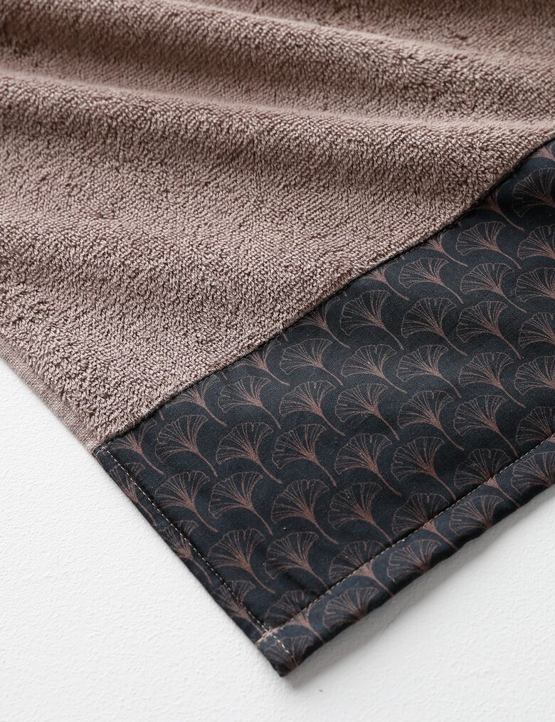 Éponge bouclette 420g/m² liteau imprimé ginkgo , chocolat | Blancheporte