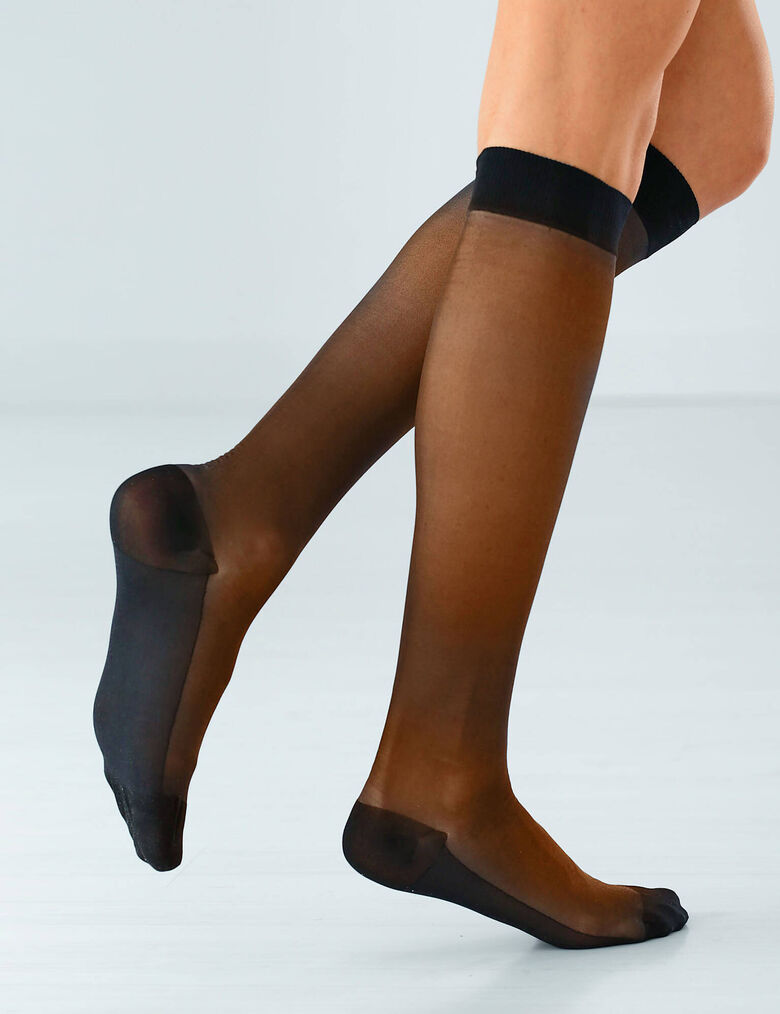 Mi-bas anti fatigue 140 deniers - lot de 2 paires, noir | Blancheporte