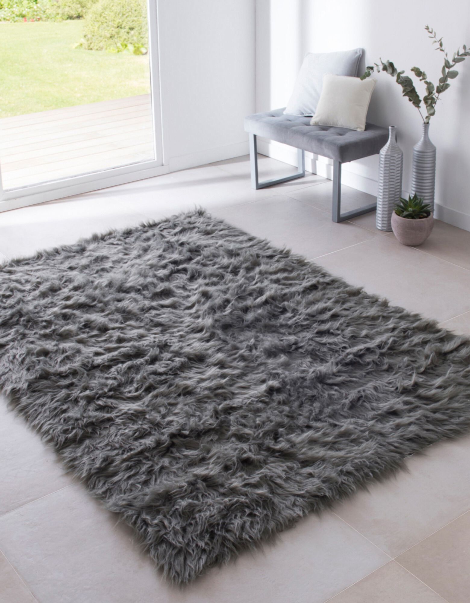 Tapis poils longs, gris | Blancheporte