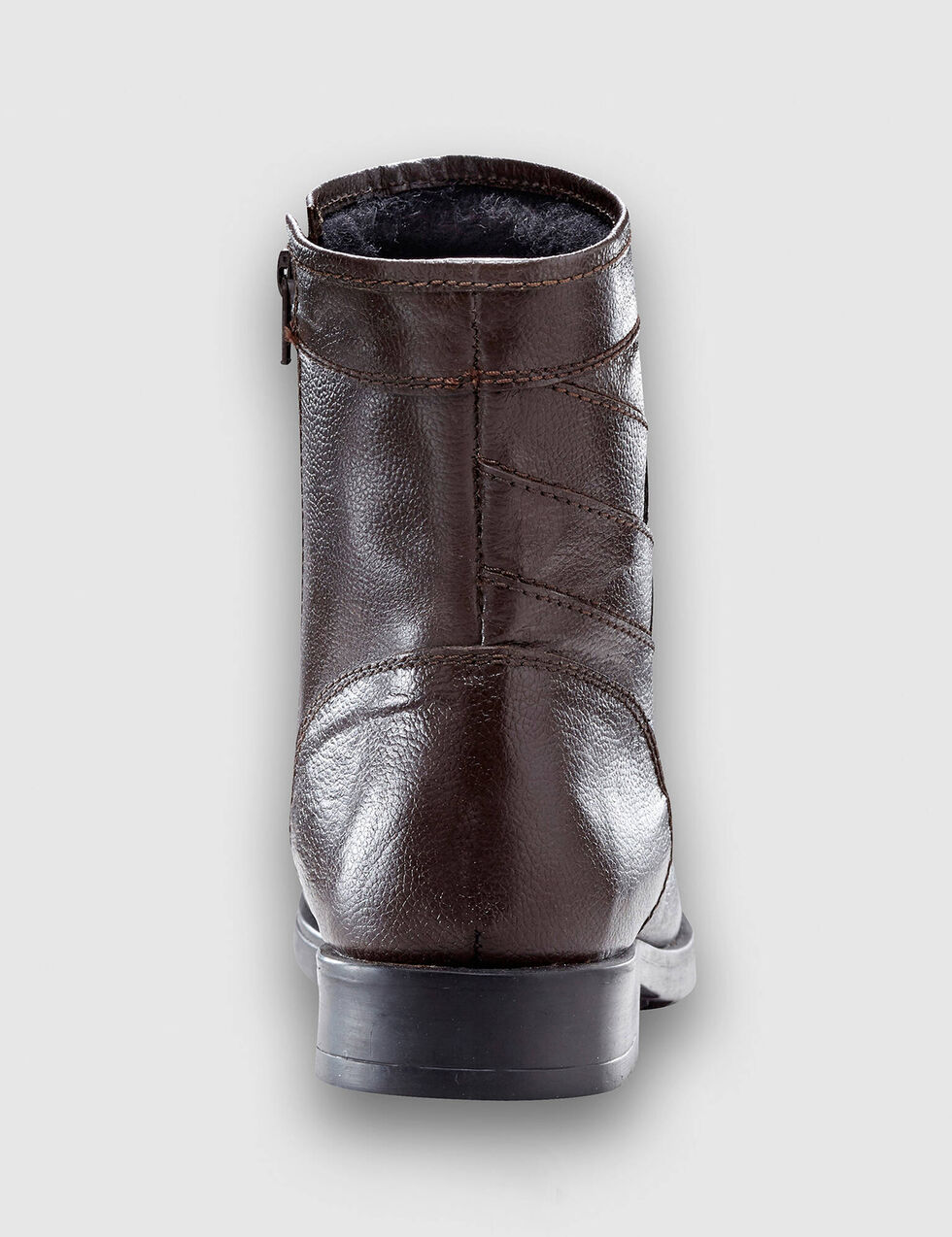 Botillons zippés cuir fourrés laine - jusqu'au 46, marron | Blancheporte