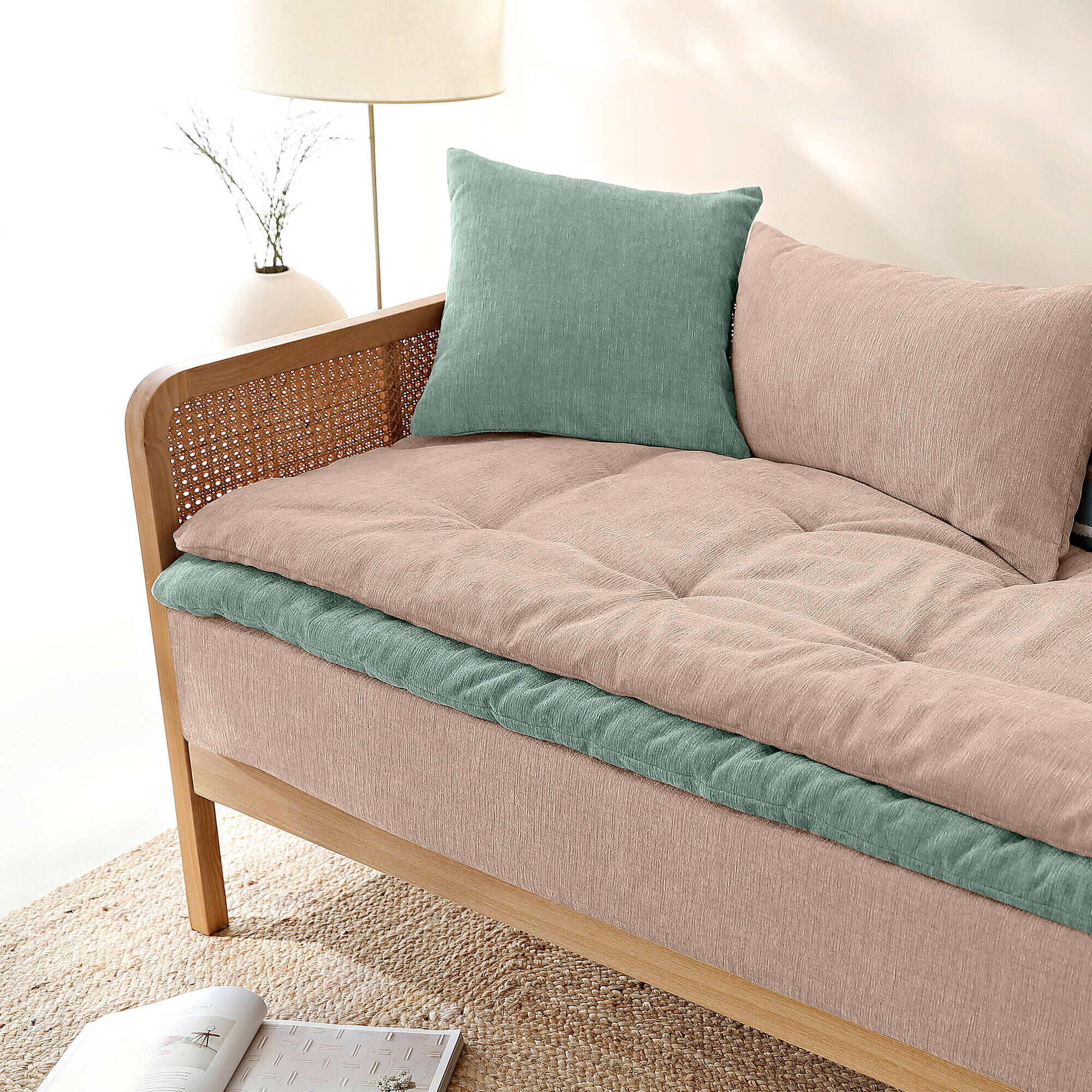 Long coussin de canapé chenille, taupe | Blancheporte