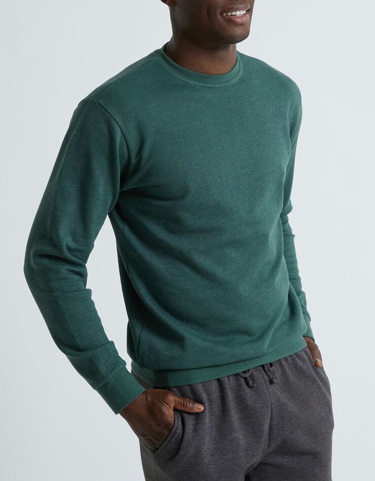 Sweat molleton col rond, vert foncé | Blancheporte