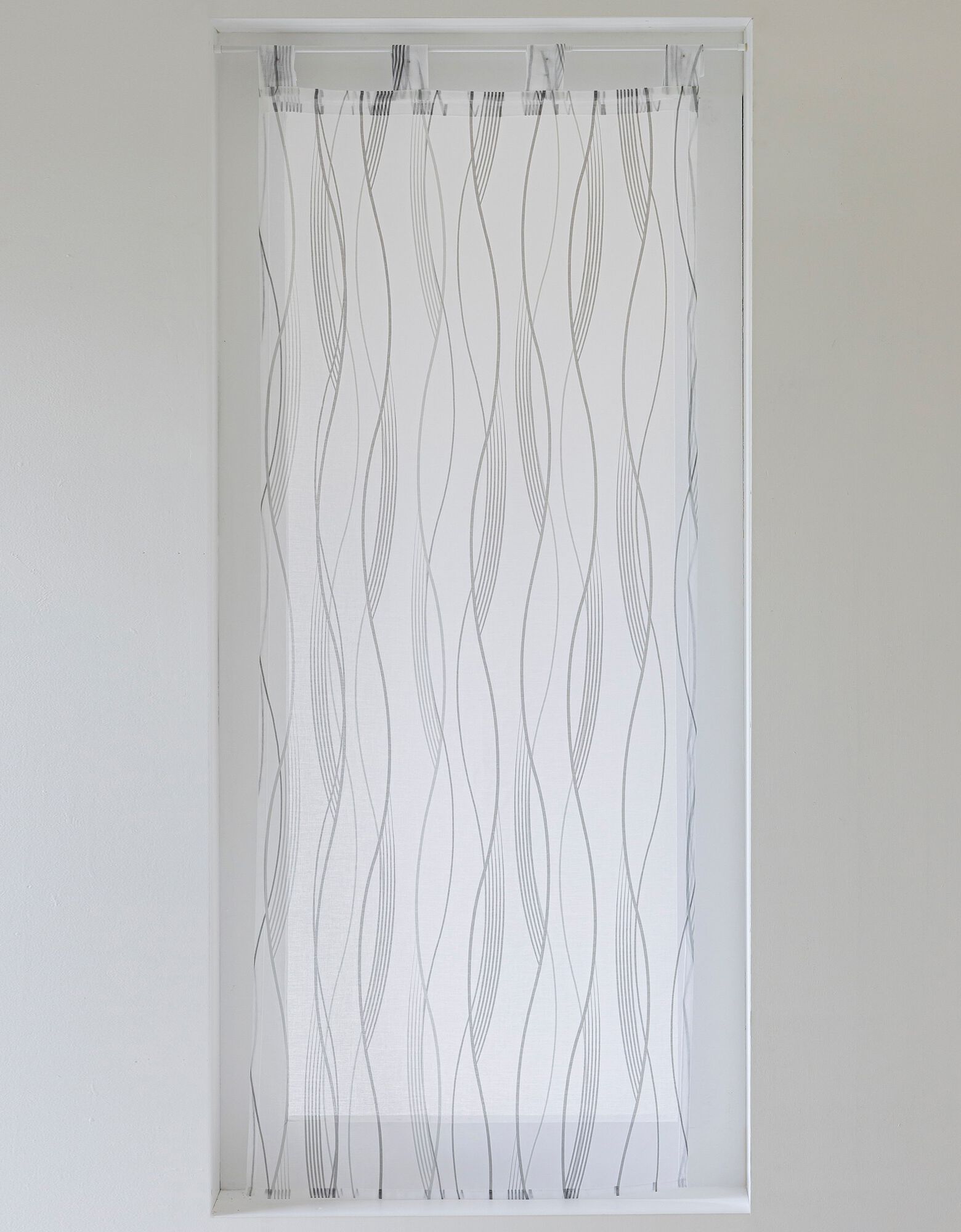 Vitrage voile imprimé vagues finition pattes, gris | Blancheporte