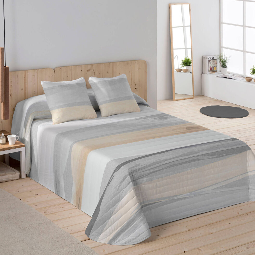 Couvre-lit imprimé horizon, gris / beige | Blancheporte