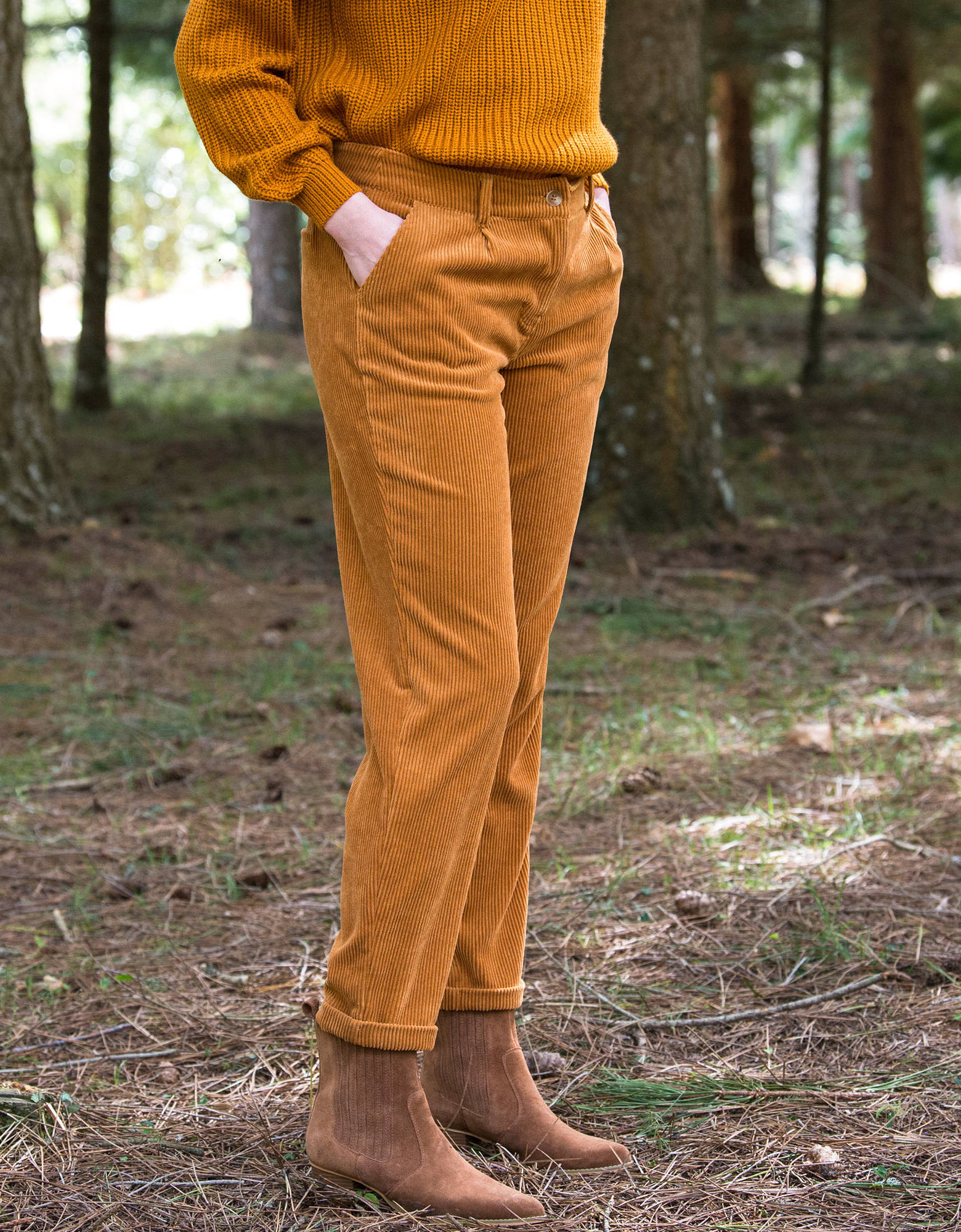Pantalon 7/8ème, velours, miel | Blancheporte