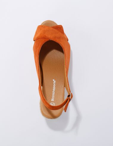 Sandales compensées corde à talon et bout ouverts, terracotta ...
