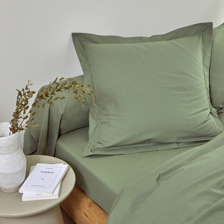 Linge de lit uni - coton bio**, vert olive | Blancheporte