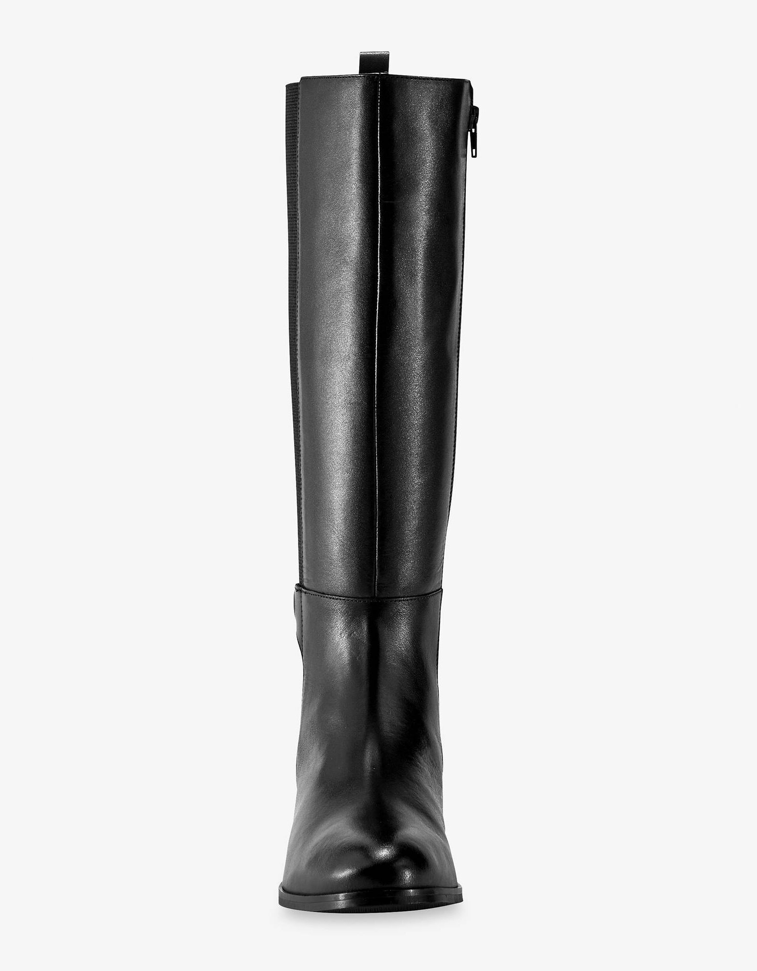 Bottes cavalières en cuir, spécial larges mollets, noir | Blancheporte