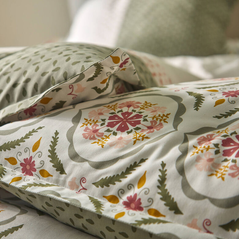 Linge de lit Christine en coton imprimé, grège | Blancheporte