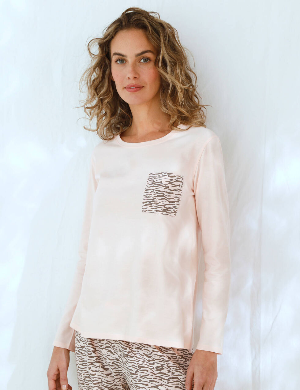 Pyjama imprimé zèbre, rose / taupe | Blancheporte