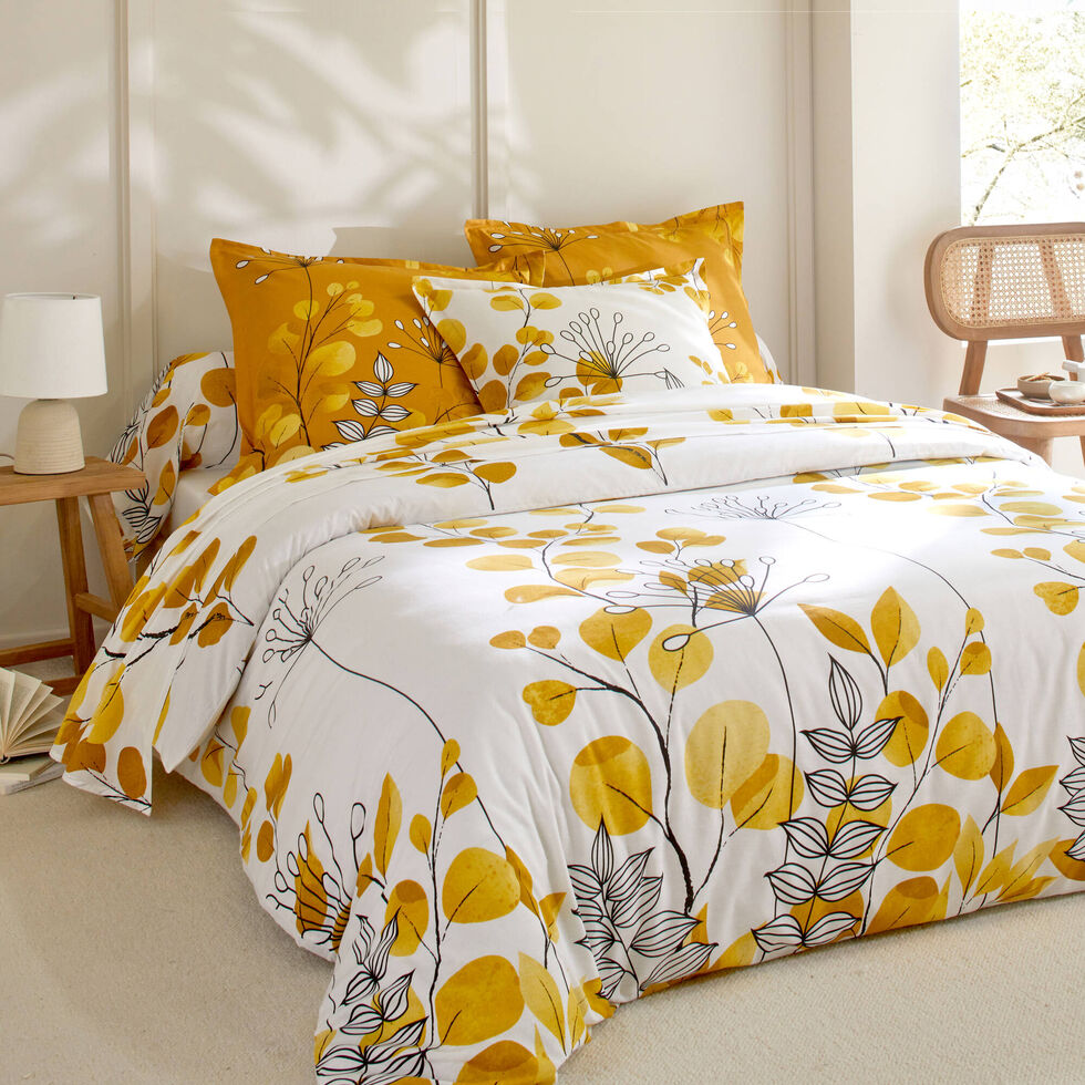 Linge de lit Danae en coton imprimé, miel | Blancheporte