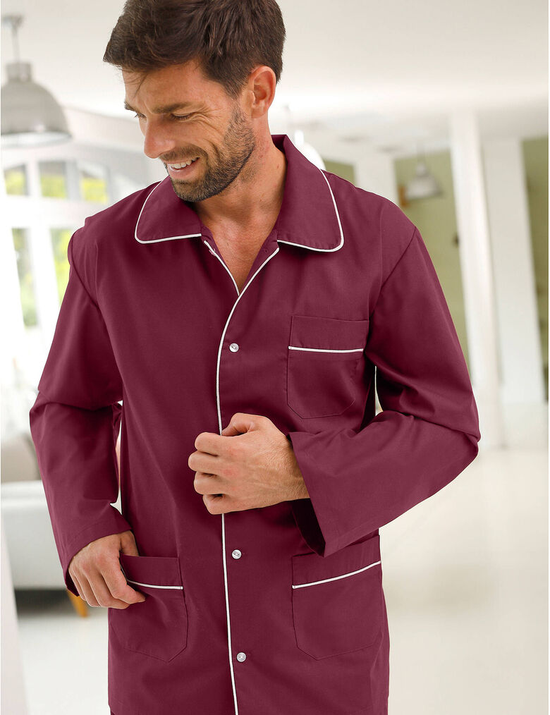 Pyjama uni popeline polyester/coton, bordeaux | Blancheporte