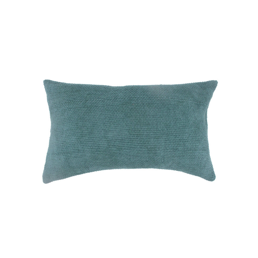 Coussin rectangulaire uni, velours chenille, bleu | Blancheporte