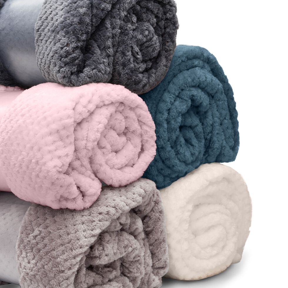 Couverture en velours effet tissé, gris perle | Blancheporte